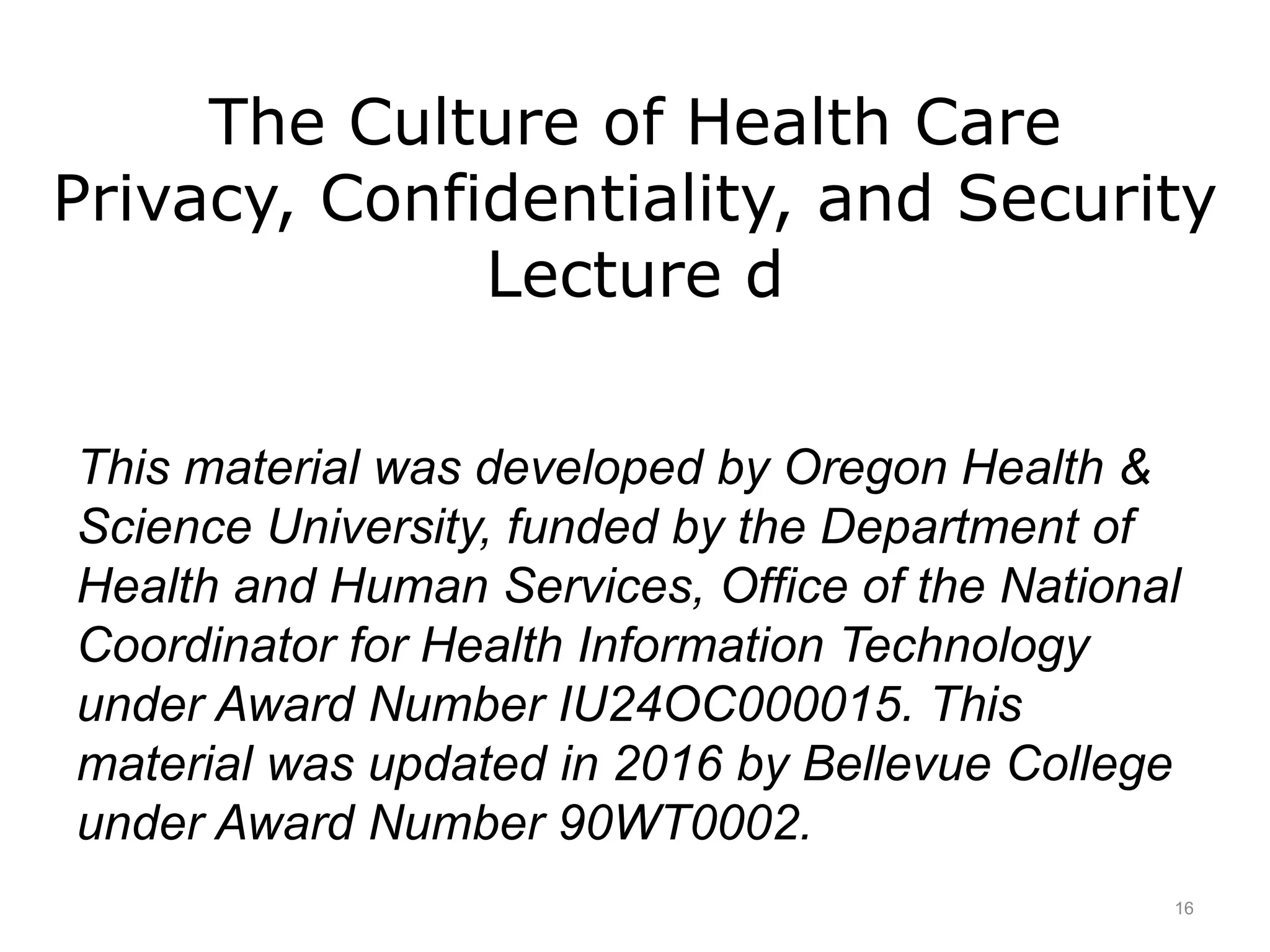 Privacy, Confidentiality, and Security Lecture 3_slides | PPTX ...