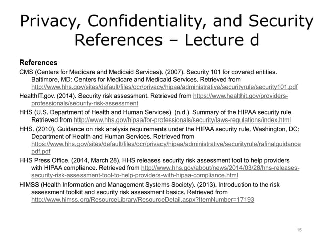 Privacy, Confidentiality, and Security Lecture 3_slides | PPT