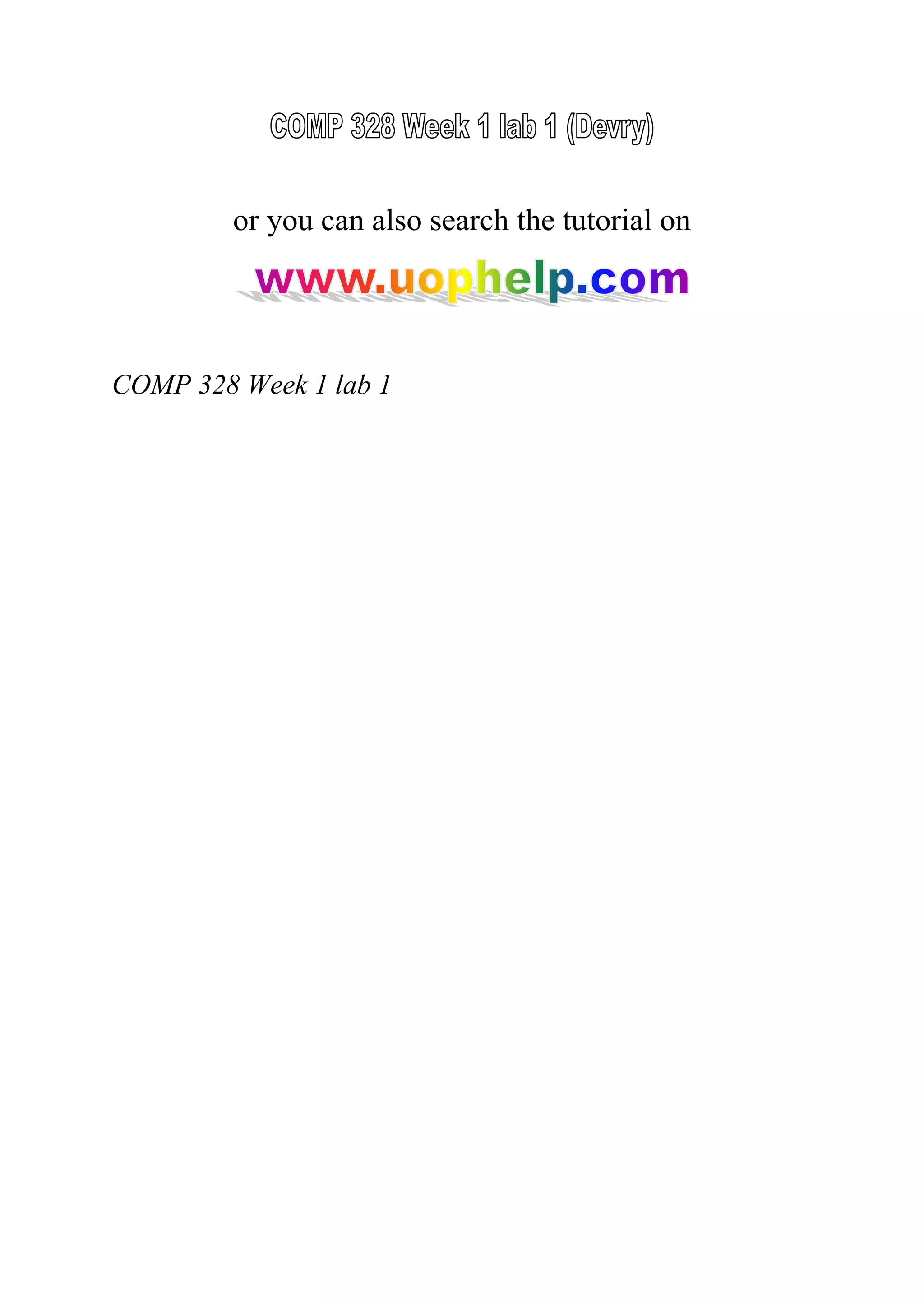 Comp 328 week 1 lab 1 | DOCX