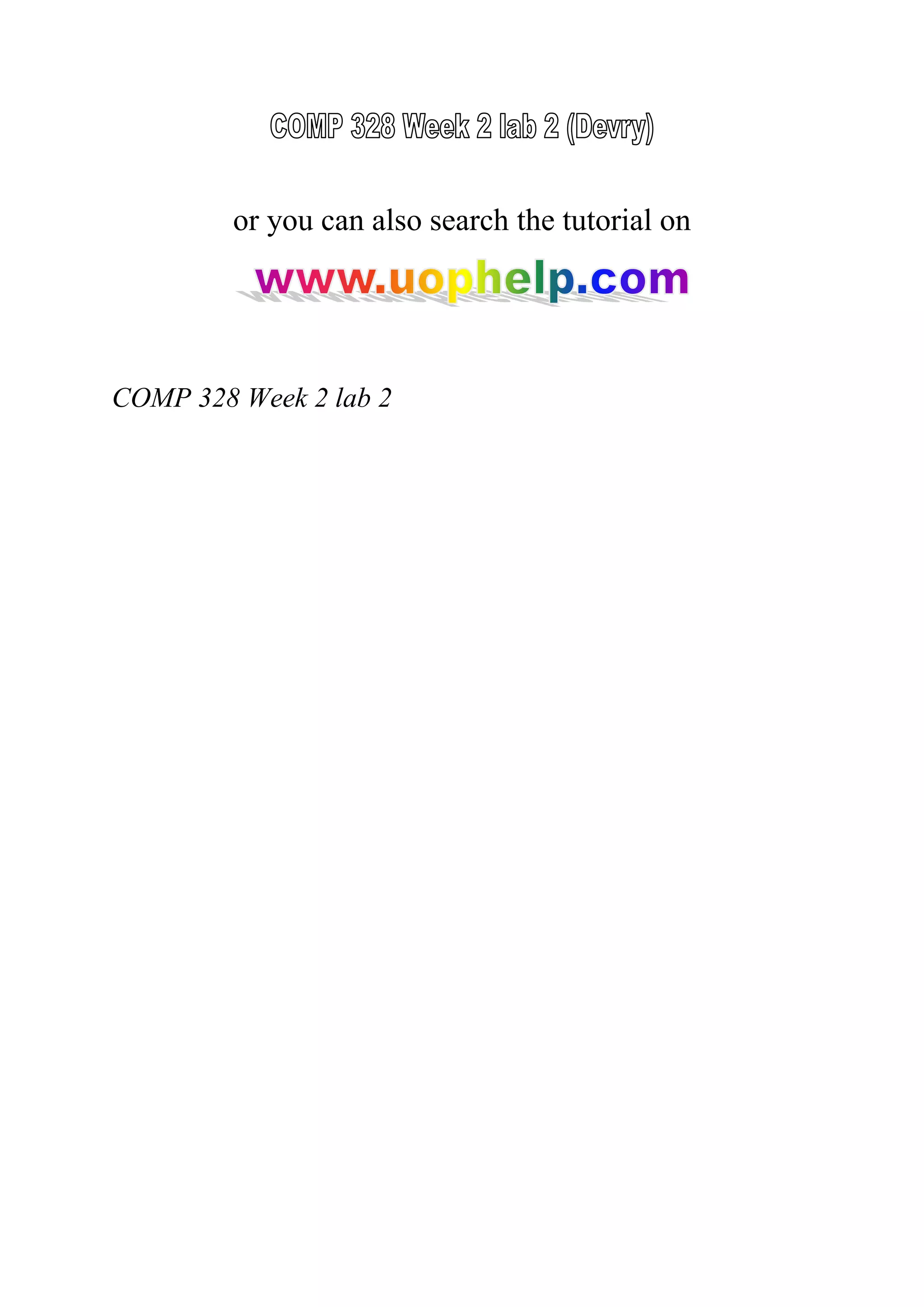 Comp 328 week 2 lab 2 | PDF