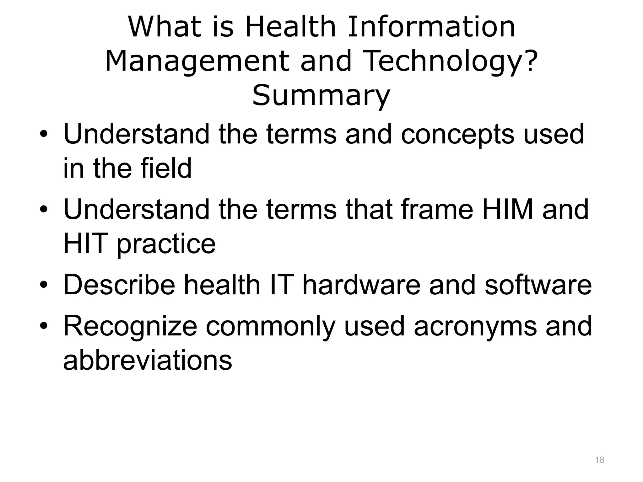 What is Health Information Management and Technology lecture slides | PPT