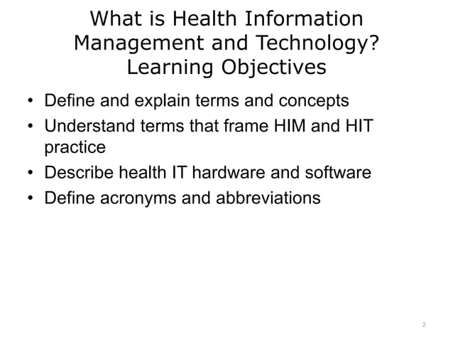 What is Health Information Management and Technology lecture slides | PPT