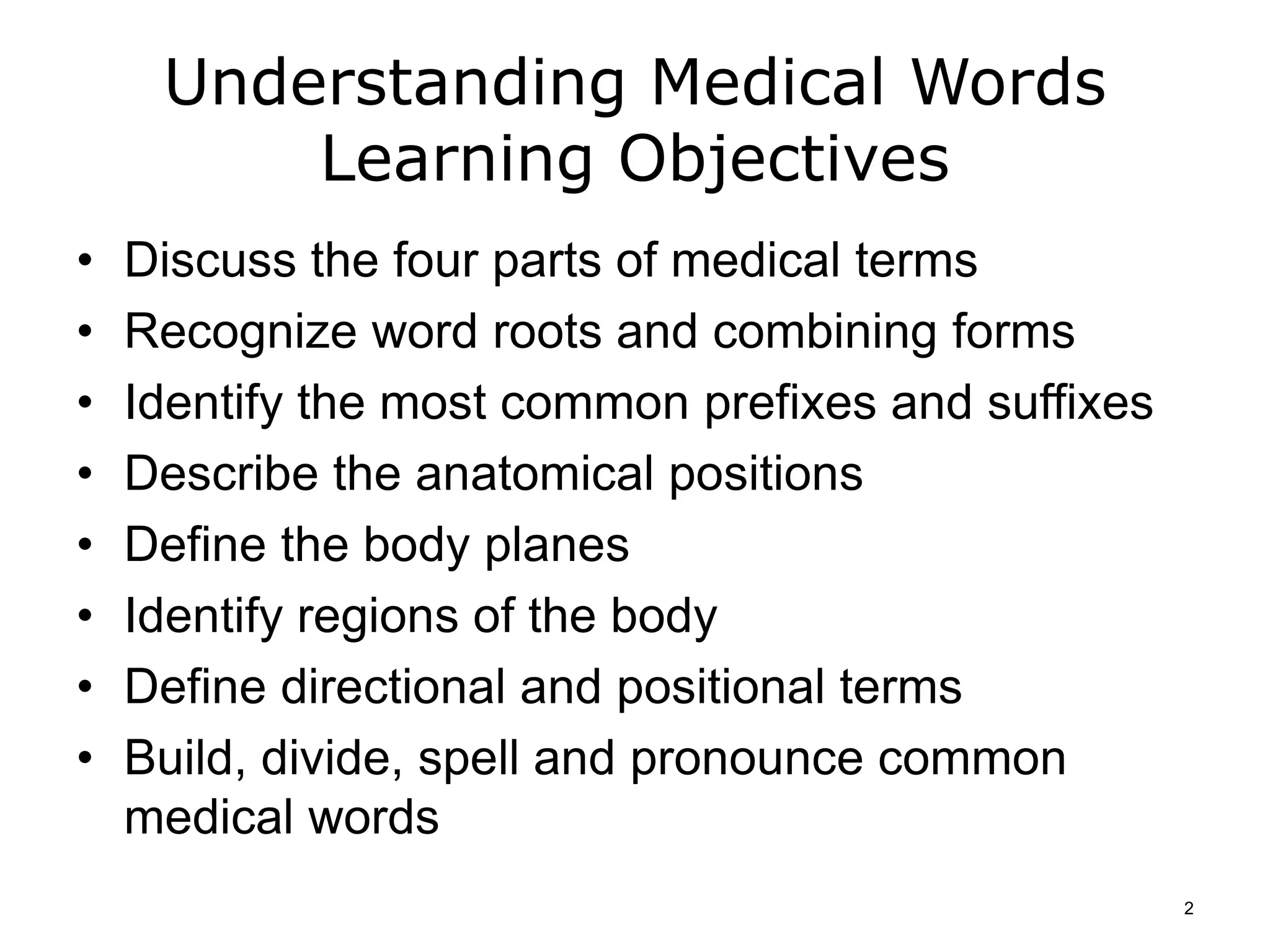 Understanding Medical Words - Lecture A | PPTX