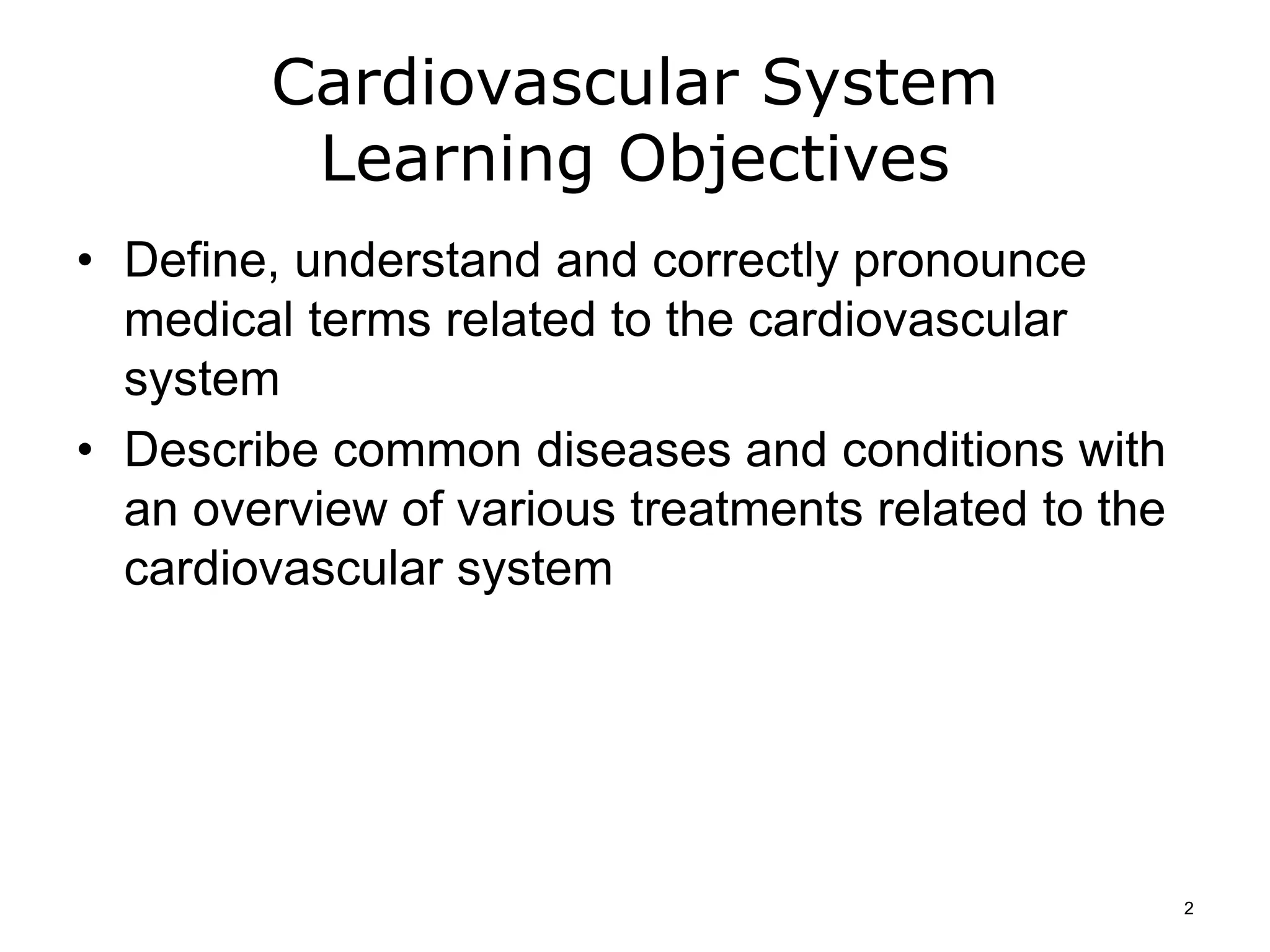 Cardiovascular System lecture slides | PPT
