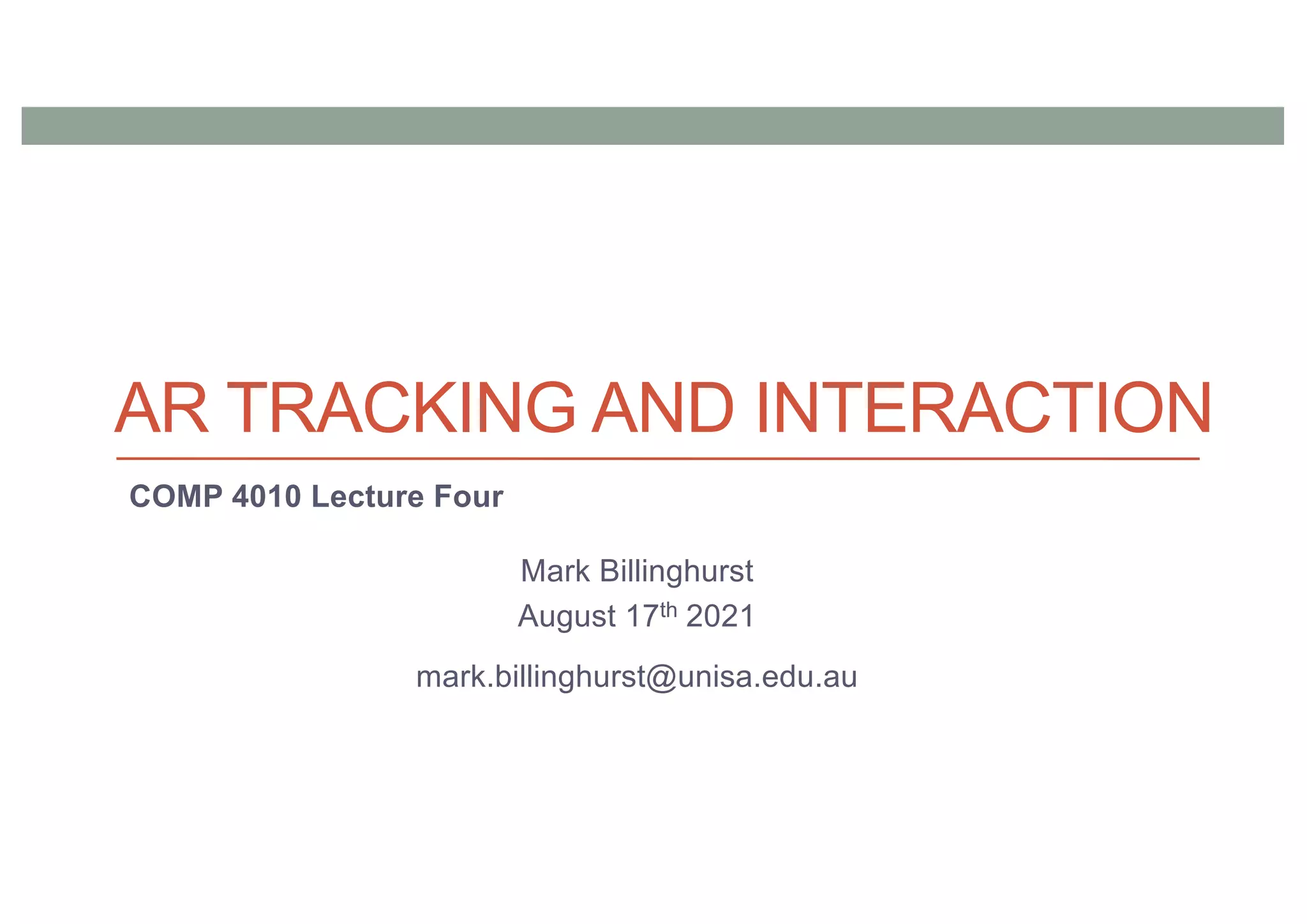 Comp4010 Lecture4 AR Tracking and Interaction | PDF