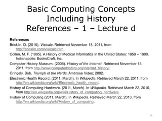 Basic Computing Concepts Including History | Lecture 2D | PPTX