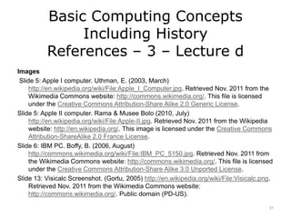 Basic Computing Concepts Including History | Lecture 2D | PPTX