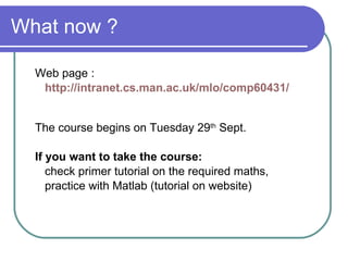COMP60431 Machine Learning Advanced Computer Science MSc | PPT | Technology & Computing