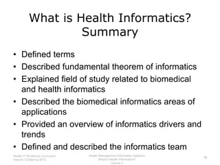 What is Health Informatics - Lecture B | PPT