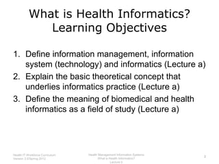 What is Health Informatics - Lecture B | PPT