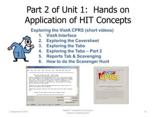 Course 7 Unit 1 – Introduction & Overview: Components of HIT Systems | PDF