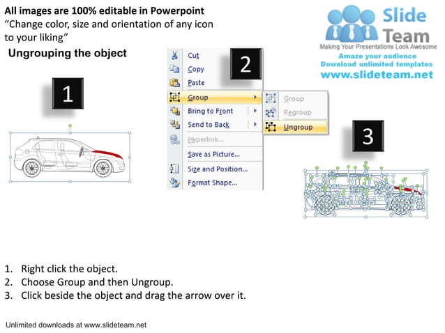 Compact 4 door red car side view power point slides and ppt diagram ...