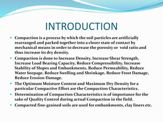 Compaction characteristics of fine grained soil | PPTX