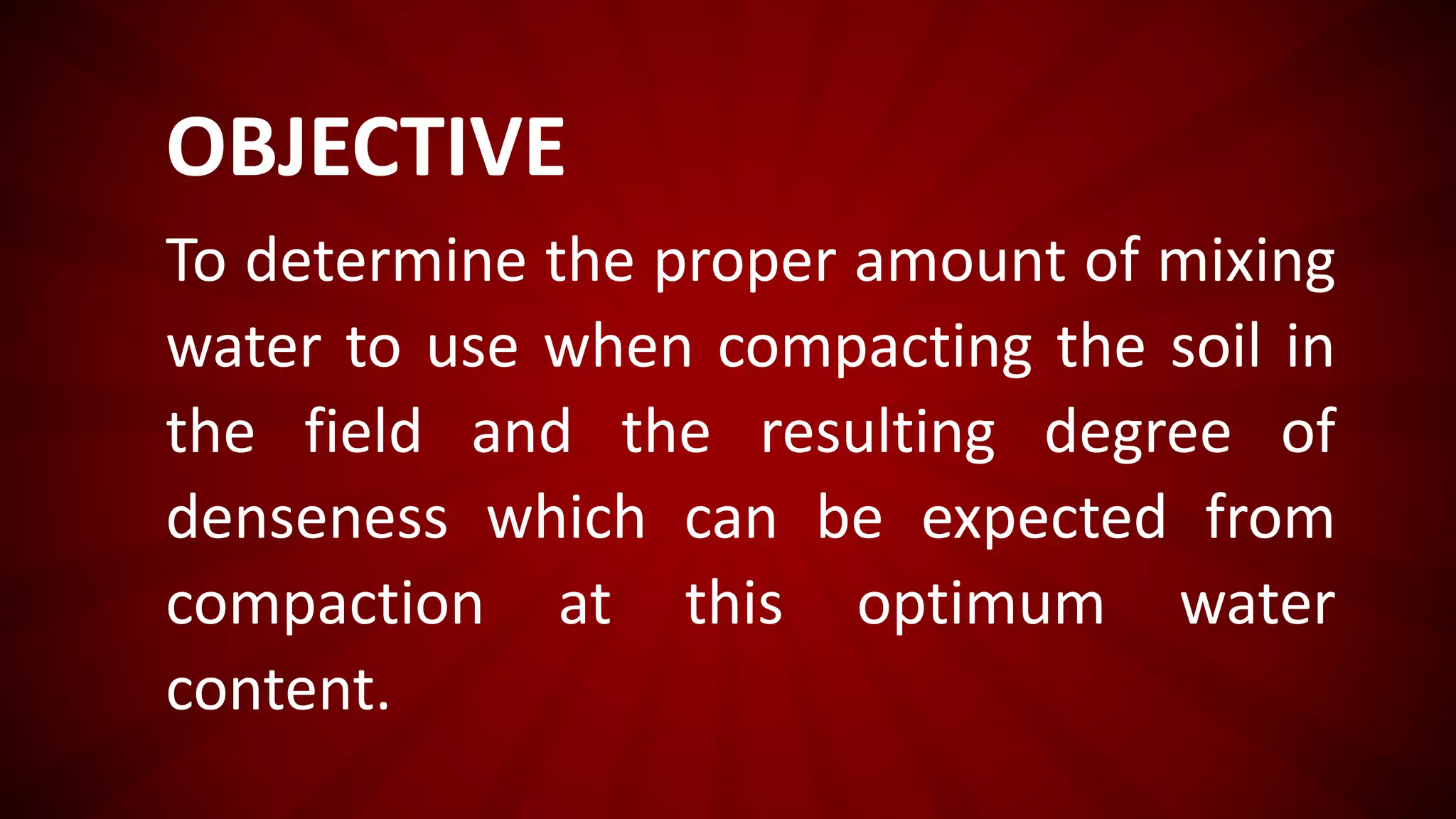 Compaction test of soil ASTM-D698 | PPTX