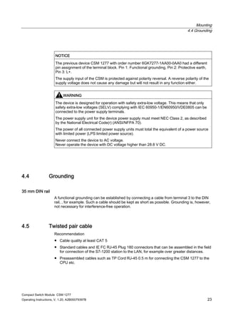 Compact switch module csm 1277 s7 1200 | PDF | First Aid | Injuries