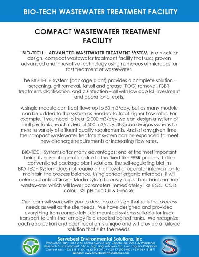 Compact Wastewater Treatment Facility | PDF