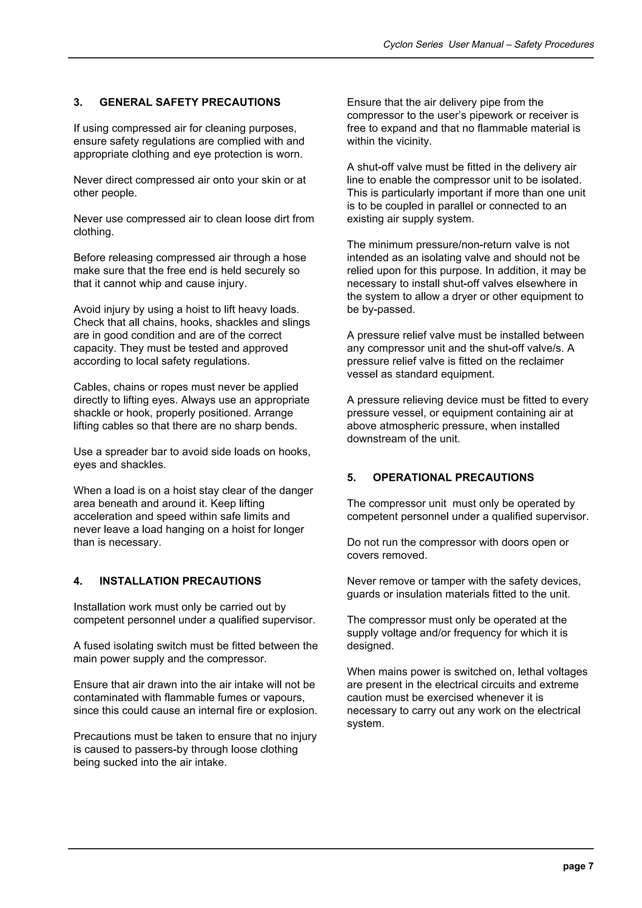 Compair cyclon-3 air compressor user manual-parts supplier | PDF