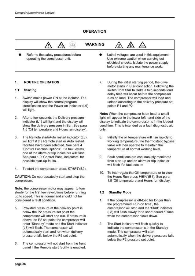 Compair cyclon-3 air compressor user manual-parts supplier