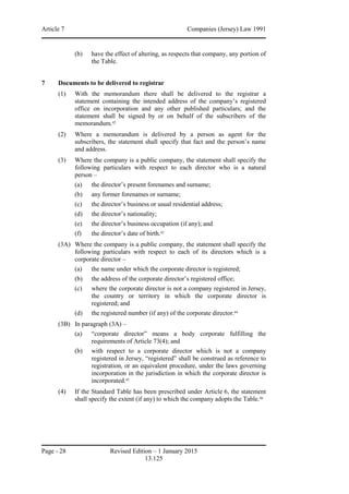 Companies (Jersey) Law 1991 Revised Edition 1-Jan-2015 | PDF
