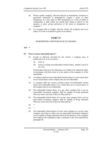 Companies (Jersey) Law 1991 Revised Edition 1-Jan-2015 | PDF