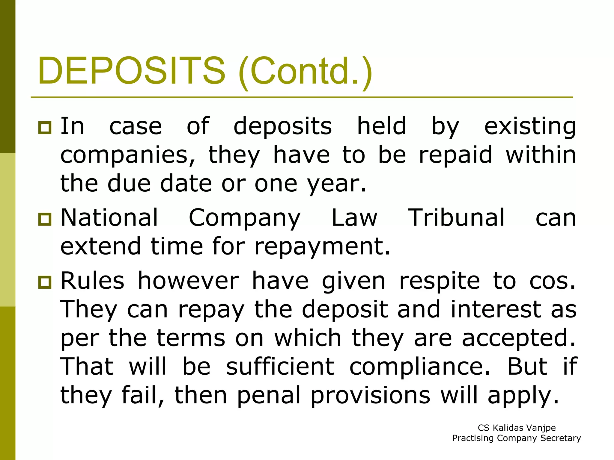 Companies Act, 2013- Shares, debentures and Deposits | PPTX