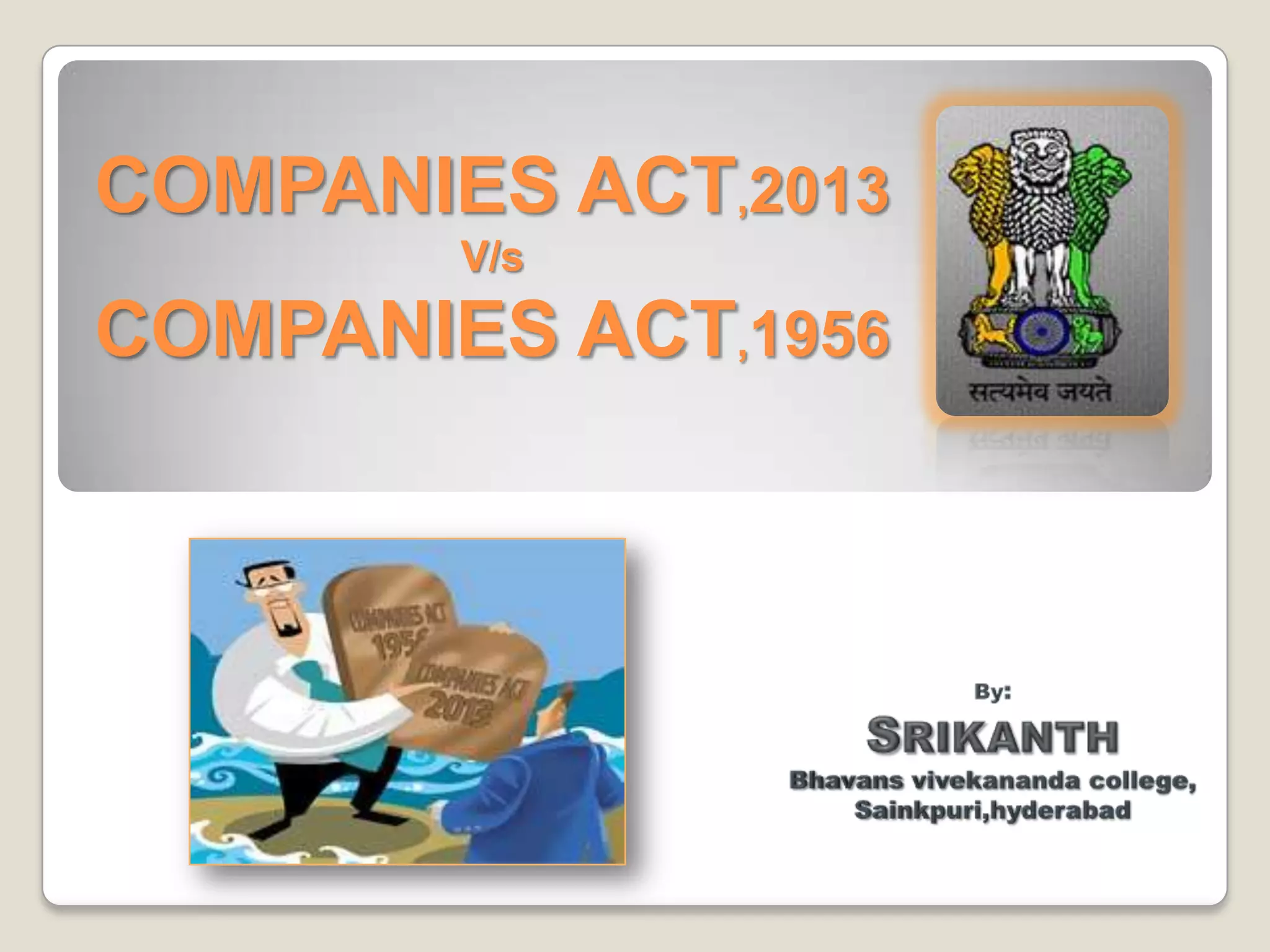 Companies Act 2013 Vs. 1956 | PPTX