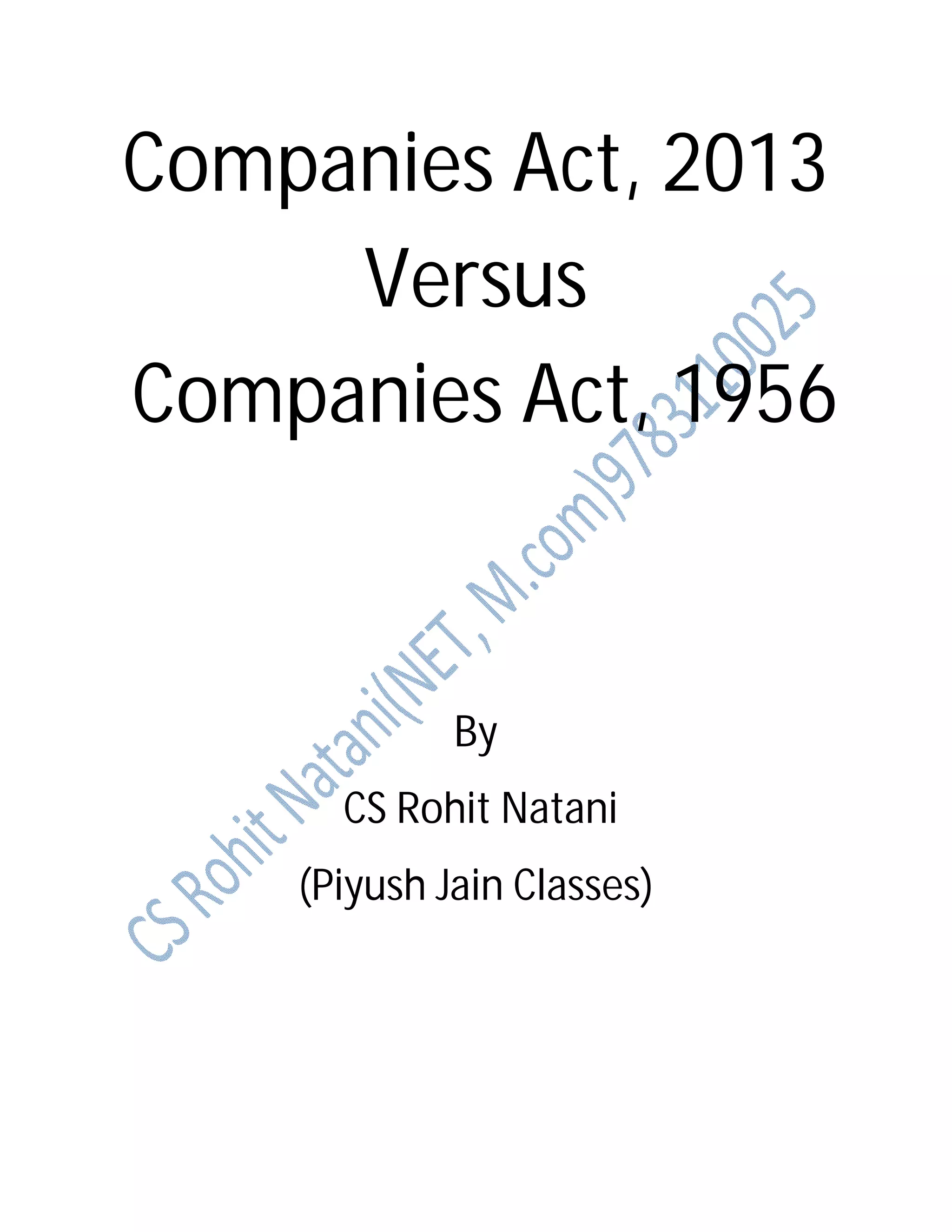 comparative study of Companies act 2013 | PDF