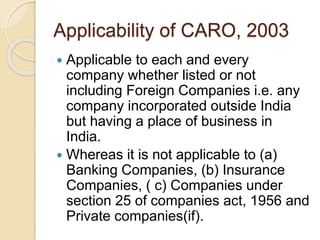 Companies auditor report order, 2003 | PPT