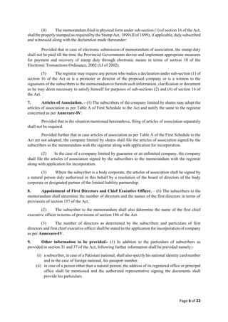 Companies incorporation regulations 2017 in Pakistan | PDF