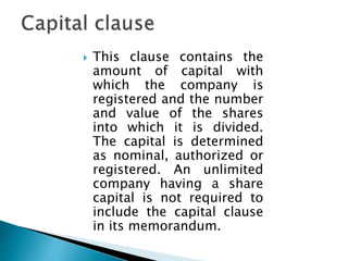 Companies ordinance 1984 memorandum of association | PPTX