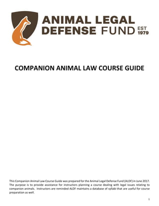 Companion Animal Law Course Guide from the Animal Legal Defense Fund | PDF