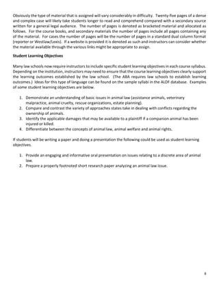 Companion Animal Law Course Guide from the Animal Legal Defense Fund | PDF
