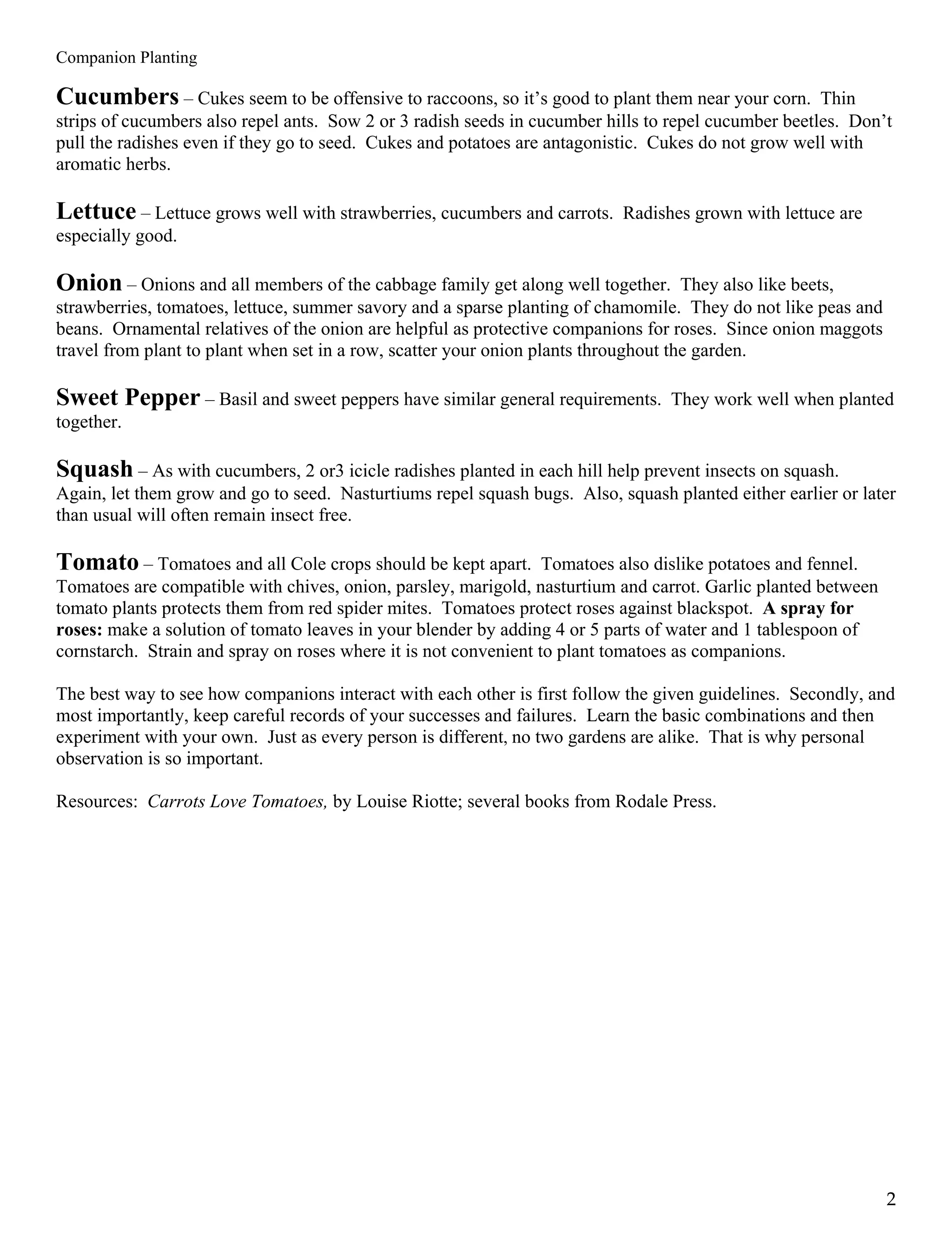 Companion Planting - Cornell University | PDF