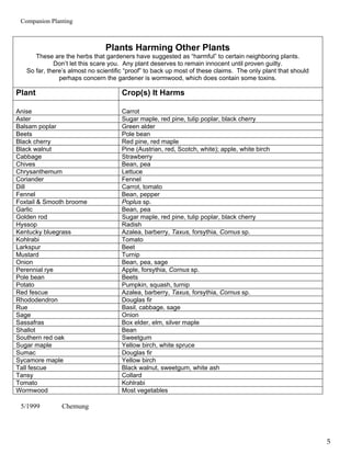 Companion Planting - Cornell University | PDF