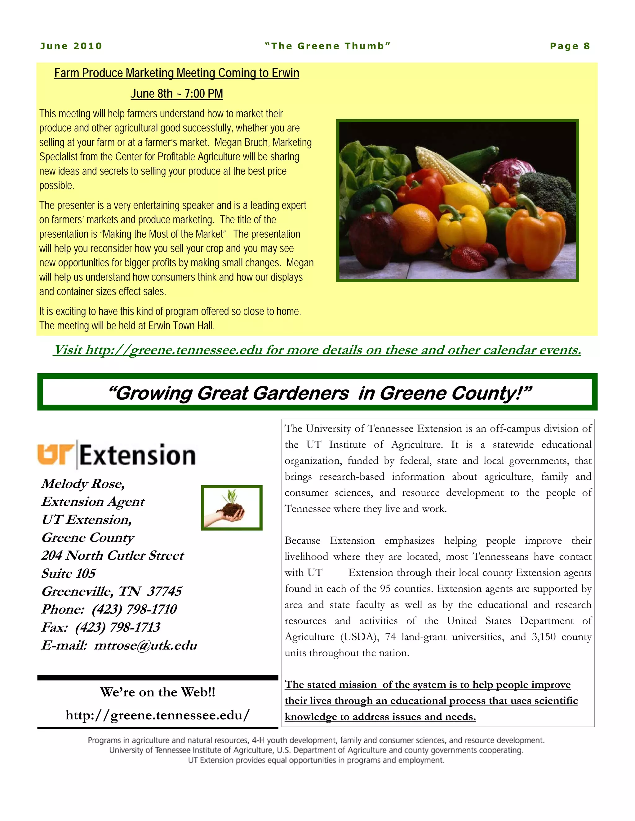 Companion Planting and the Green Thumb - University of Tennessee | PDF ...