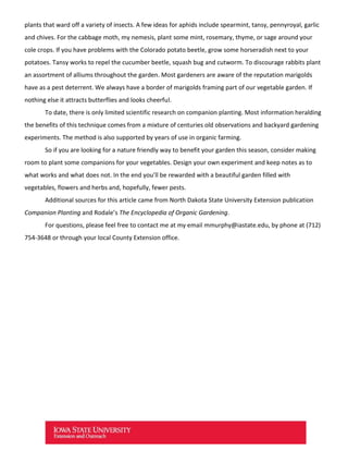 Companions in the Garden - Iowa State University Extension | PDF