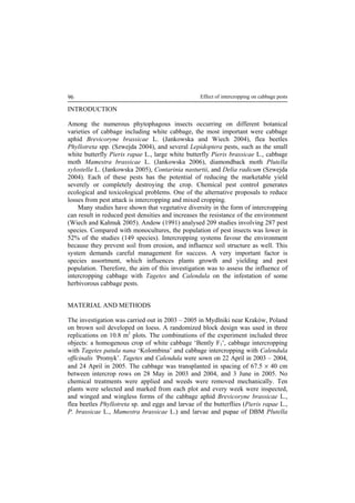 Effect of Intercropping White Cabbage with French Marigold | PDF