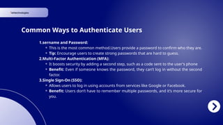 Securing Your Web App: An Introduction to User Authentication and Authorization | PPTX