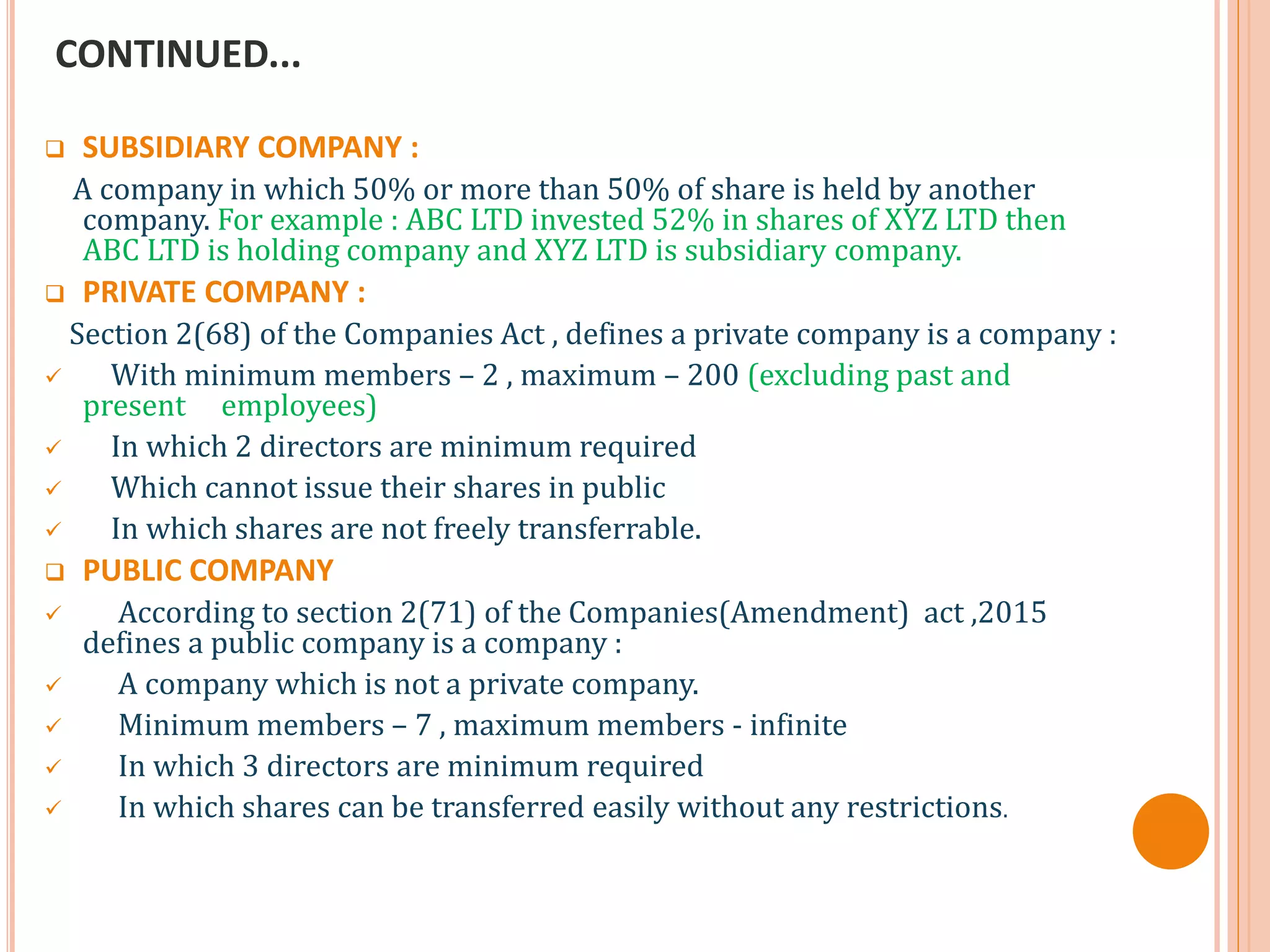 MEANING AND DEFINITION OF COMPANY, IT'S CHARACTERISTICS AND TYPES OF ...