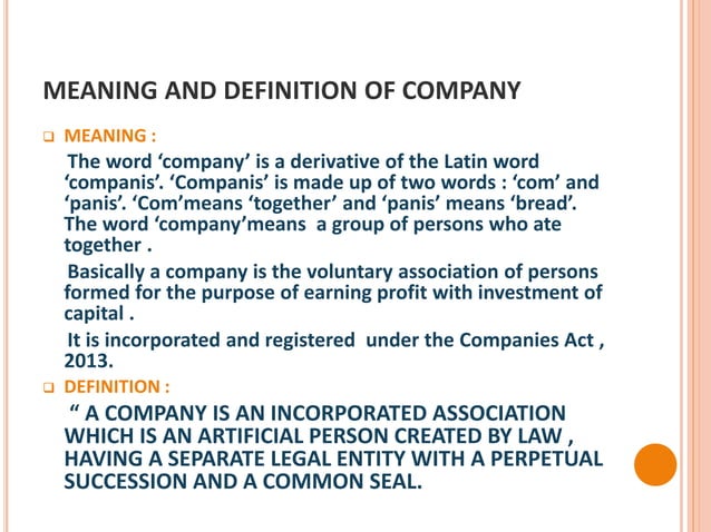 MEANING AND DEFINITION OF COMPANY, IT'S CHARACTERISTICS AND TYPES OF ...