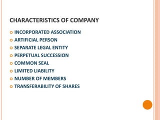 MEANING AND DEFINITION OF COMPANY, IT'S CHARACTERISTICS AND TYPES OF ...