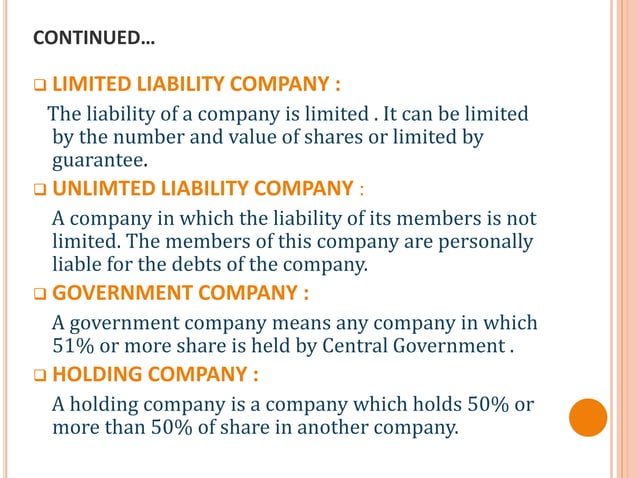 MEANING AND DEFINITION OF COMPANY, IT'S CHARACTERISTICS AND TYPES OF ...