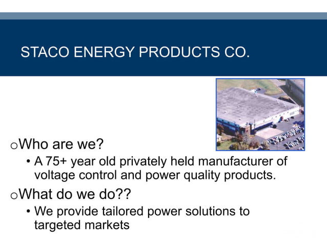 Company: Intro to Staco | PPTX | Technology & Computing