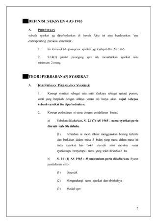 Konsep syarikat, konsep tirai perbadanan dan pengecualiannya, jenis ...