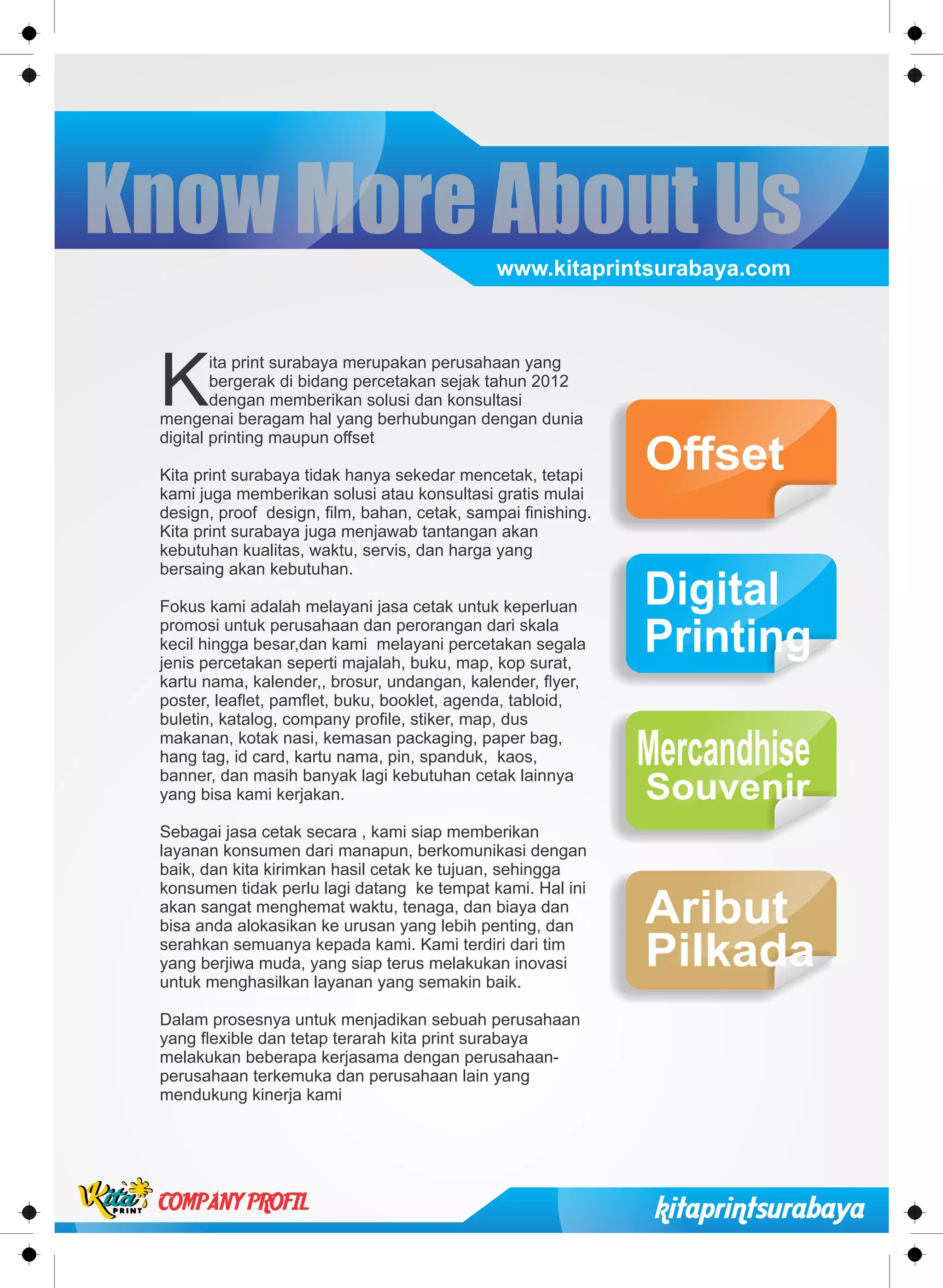 Company profile percetakan murah kita print | PDF