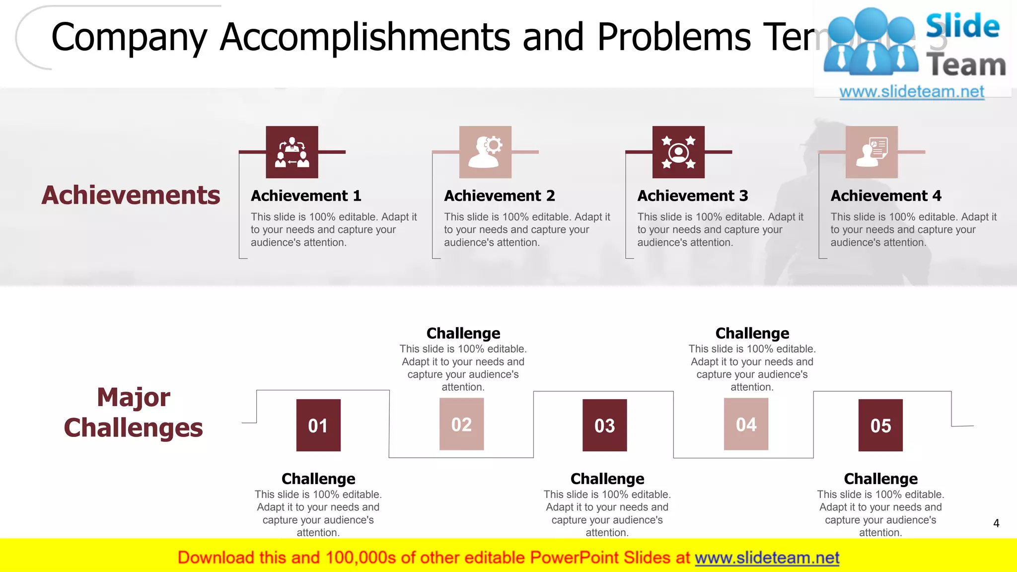 Company Accomplishments And Problems PowerPoint Presentation Slides | PDF