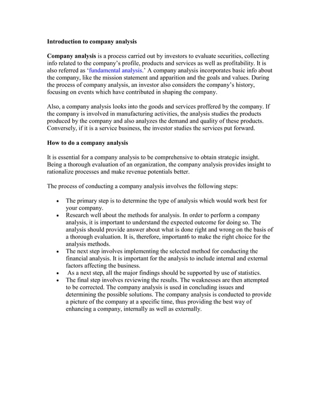 Company analysis | DOCX