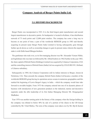 Company analysis of asian paint and berger paint | PDF