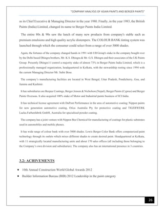 Company analysis of asian paint and berger paint | PDF