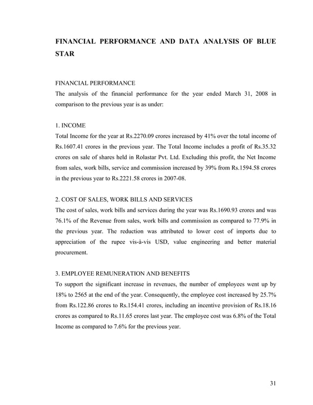 Company Analysis Of Blue Star 